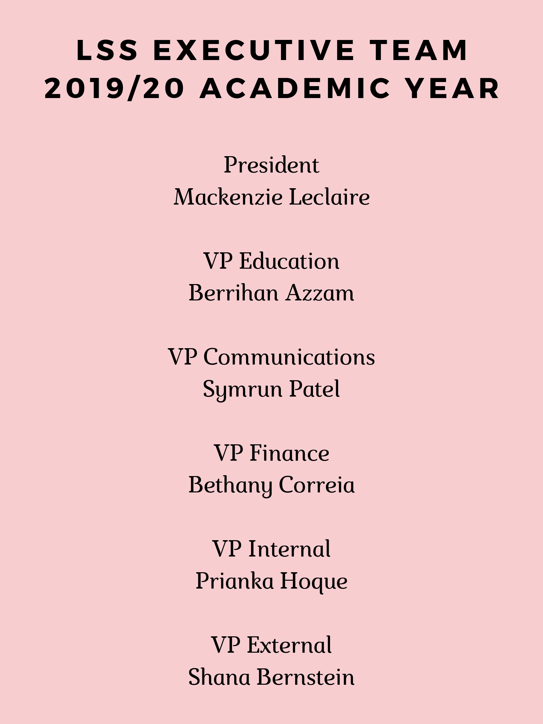 LSS Executive Team (2019/20 Academic Year) – LEGAL STUDIES SOCIETY